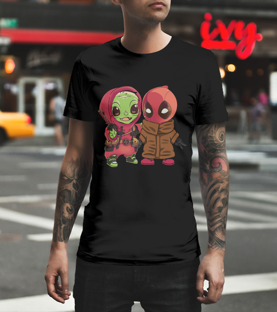 Baby Yoda Deadpool Crossover Hoodie Characters T-Shirt