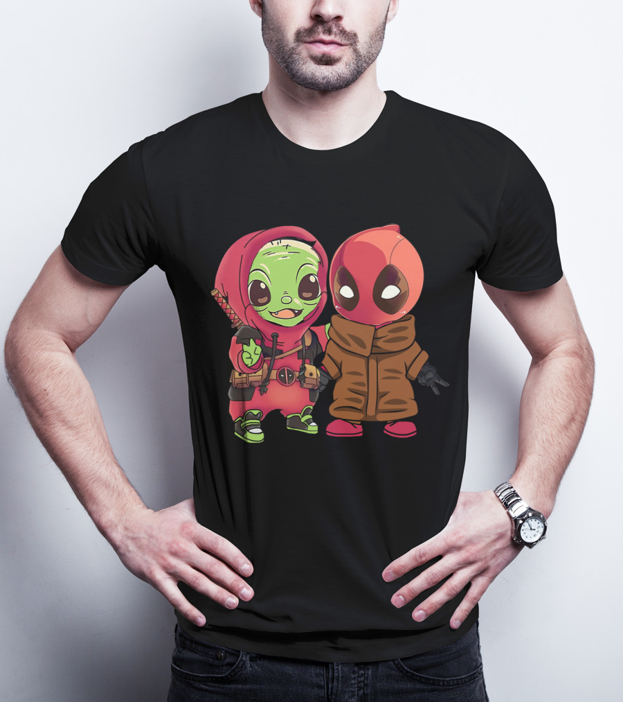 Baby Yoda Deadpool Crossover Hoodie Characters T-Shirt