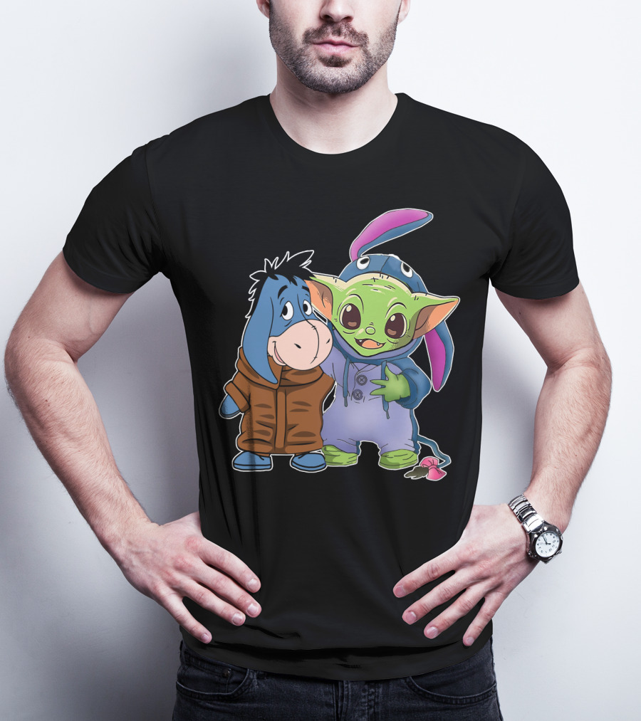 Eeyore And Baby Yoda In Stitch T-Shirt