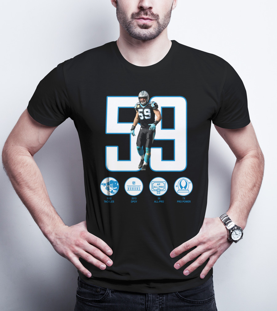 Luke Kuechly 59 1092 Tackles 2013 DPOY 5x All-Pro 7x Pro Power T-Shirt