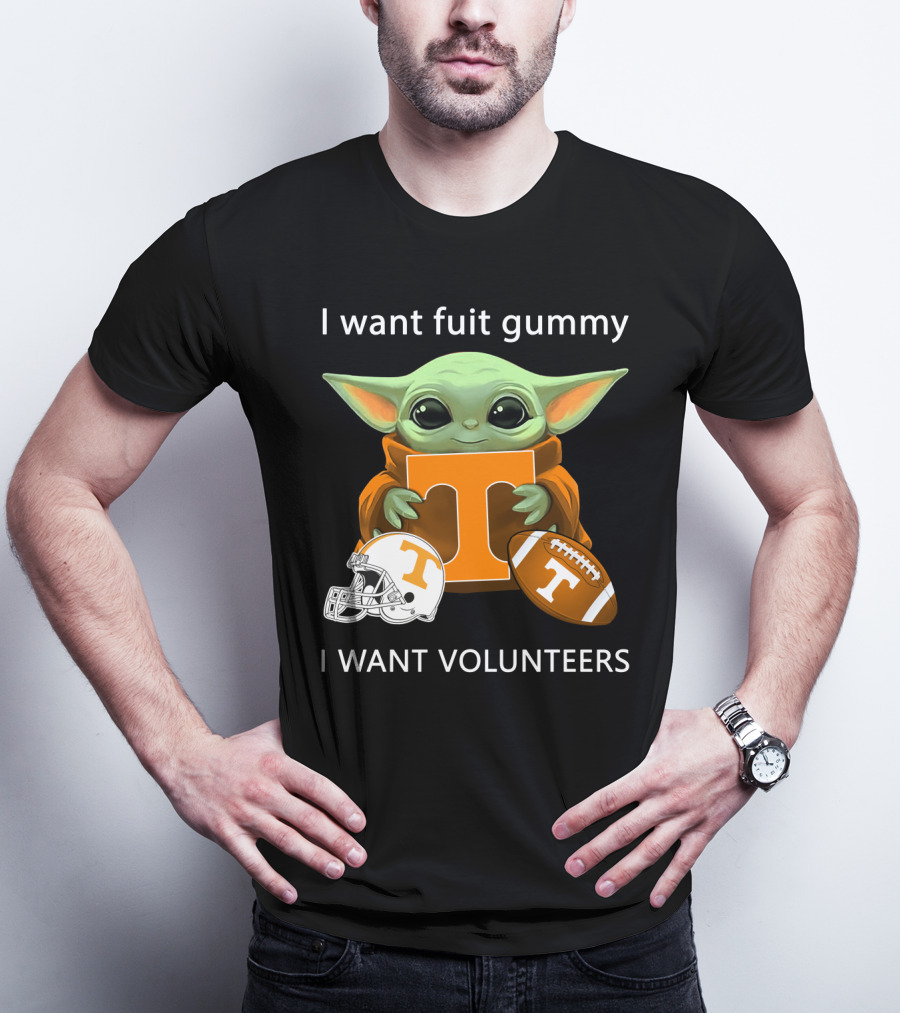 I Want Fuit Gummy T Volunteers Helmet Football Baby Yoda T-Shirt