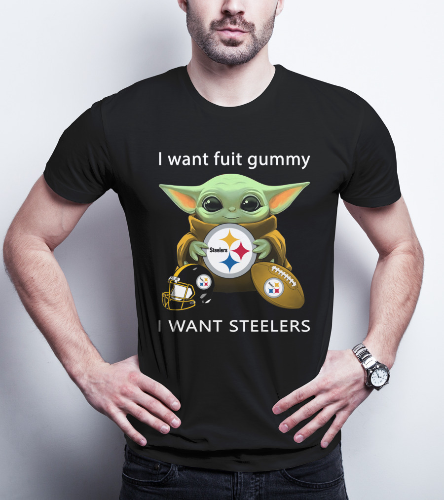 I Want Fuit Gummy I Want Steelers Baby Alien Star Steelers Football Helmet T-Shirt