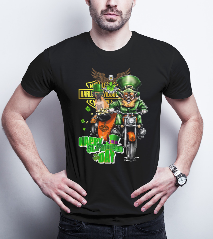 Harley Davidson Bullmastiff St. Patrick's Day Motorcycle Ride T-Shirt