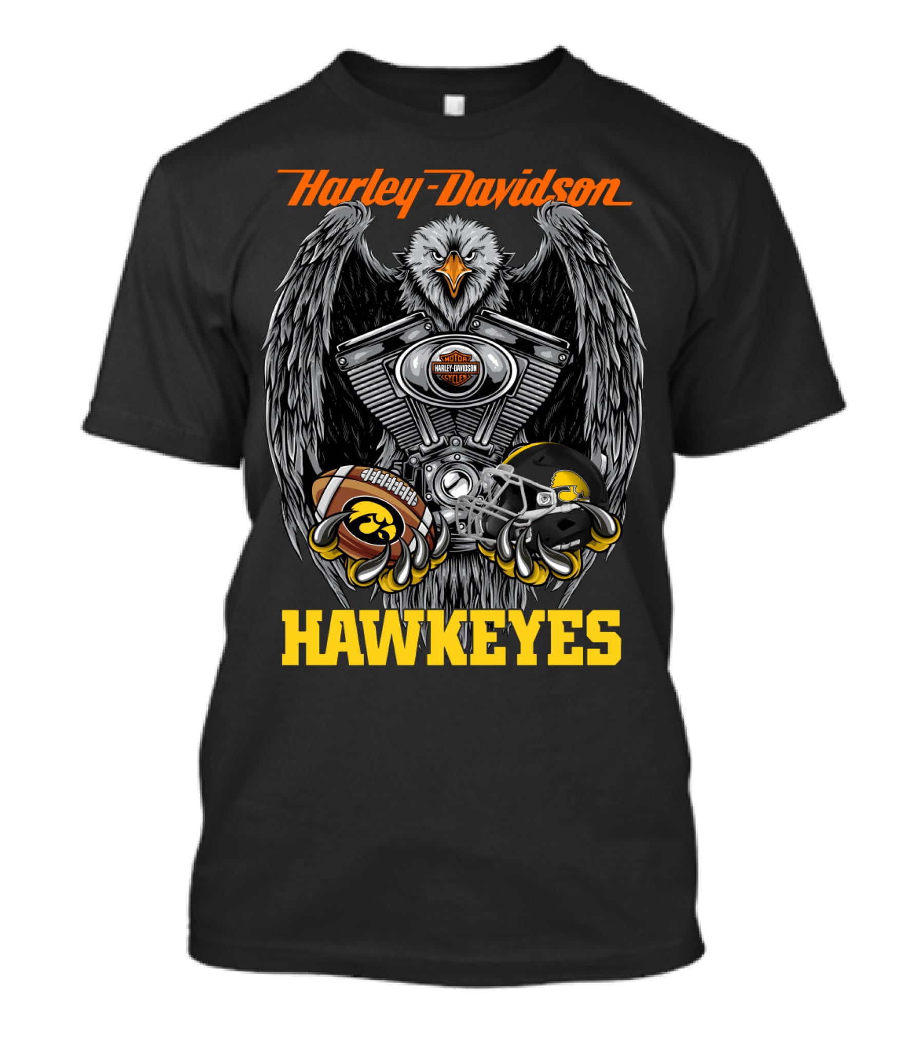 Harley Davidson Hawkeyes Eagle Engine Football Helmet T-Shirt