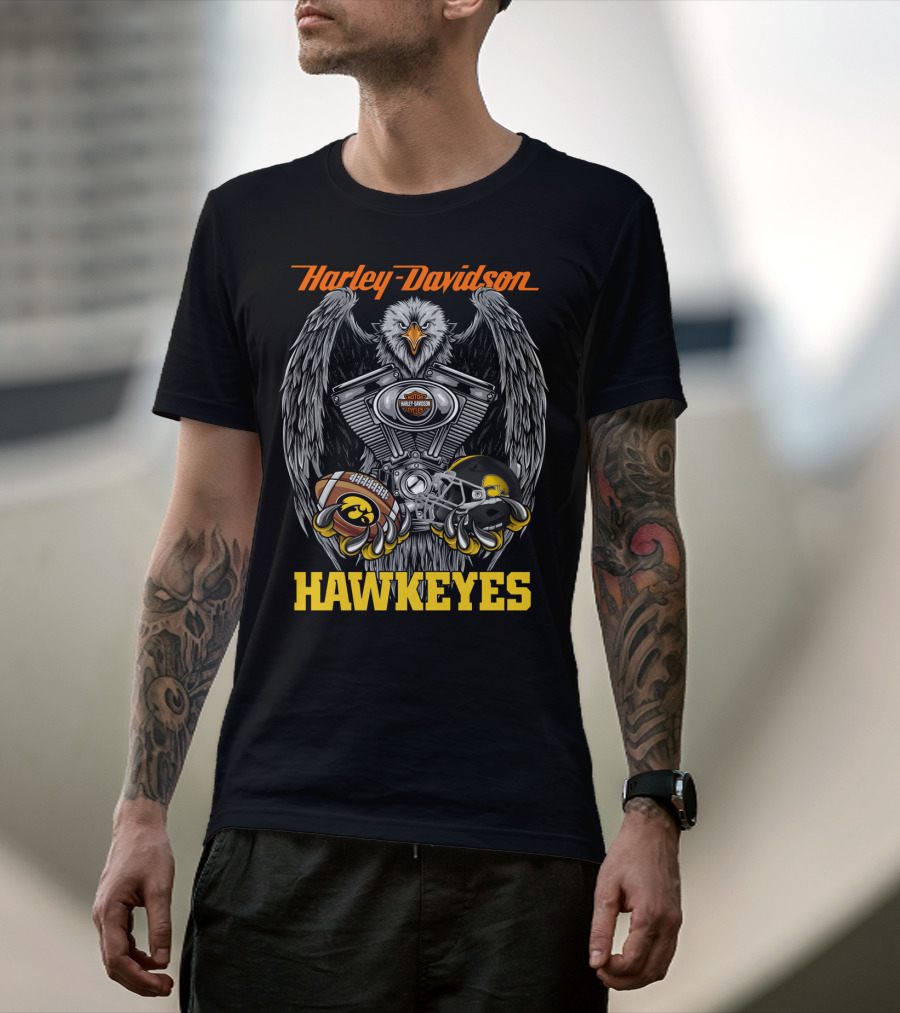 Harley Davidson Hawkeyes Eagle Engine Football Helmet T-Shirt