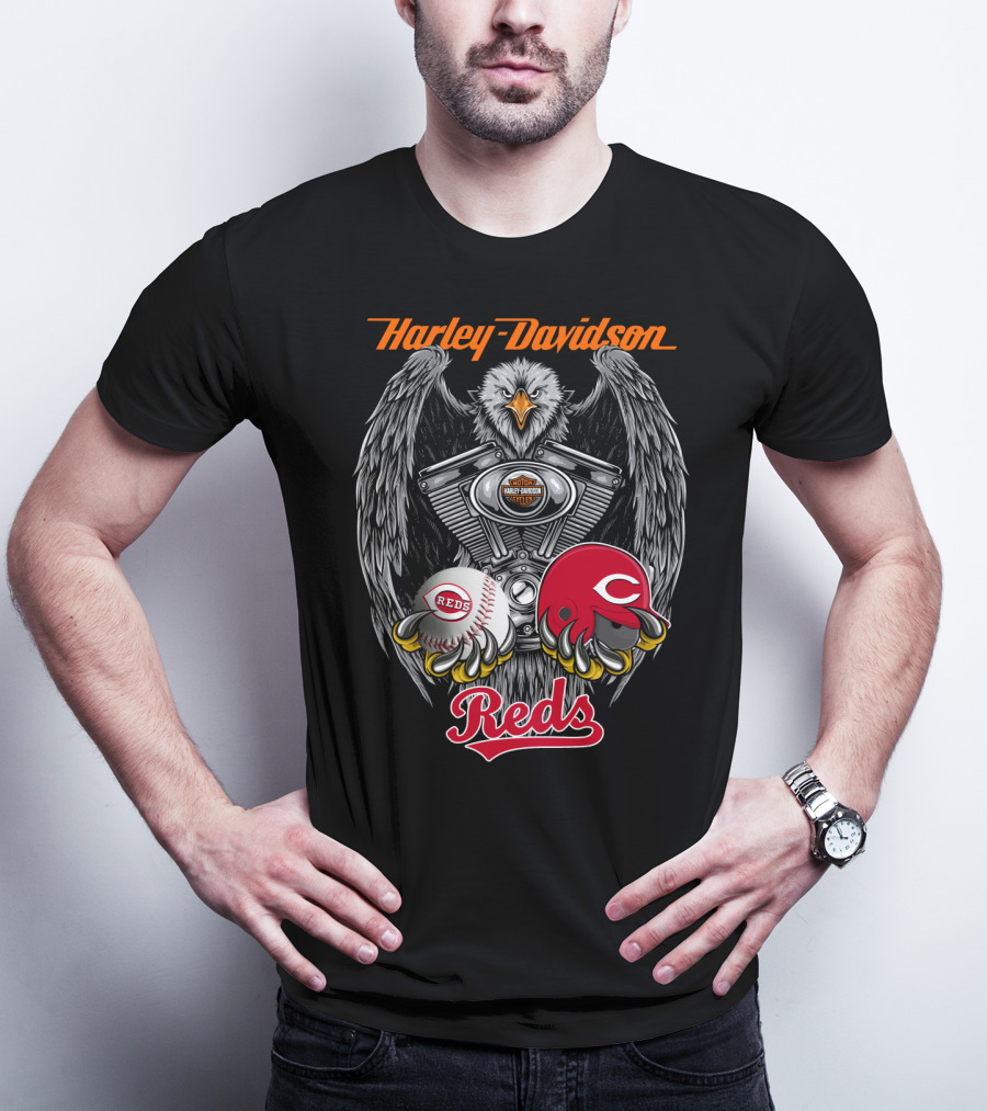 Harley Davidson Reds Mlb Eagle Engine T-Shirt