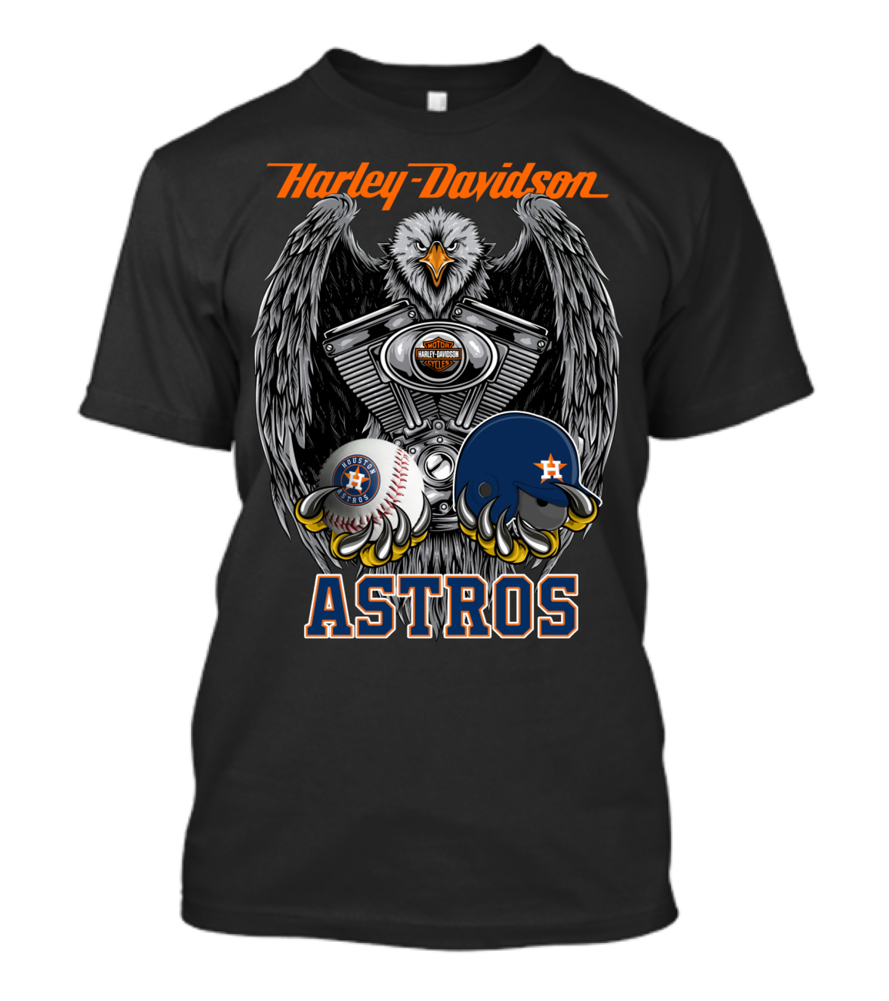 Harley Davidson Houston Astros Engine Eagle Baseball Helmet T-Shirt