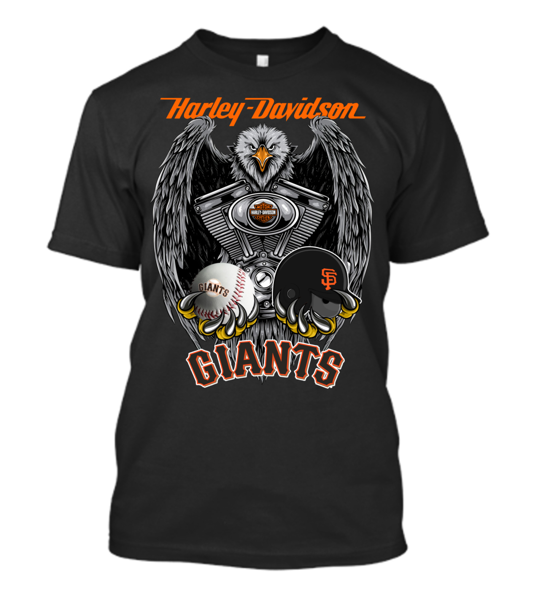 Harley Davidson Giants Mlb Sfg Baseball Eagle Engine Art T-Shirt