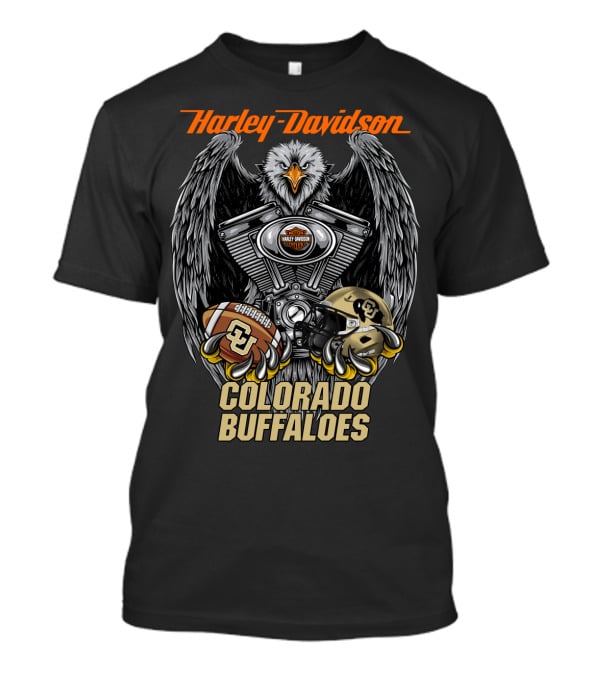 Harley Davidson Colorado Buffaloes Football Eagle Motorcycle Engine T-Shirt
