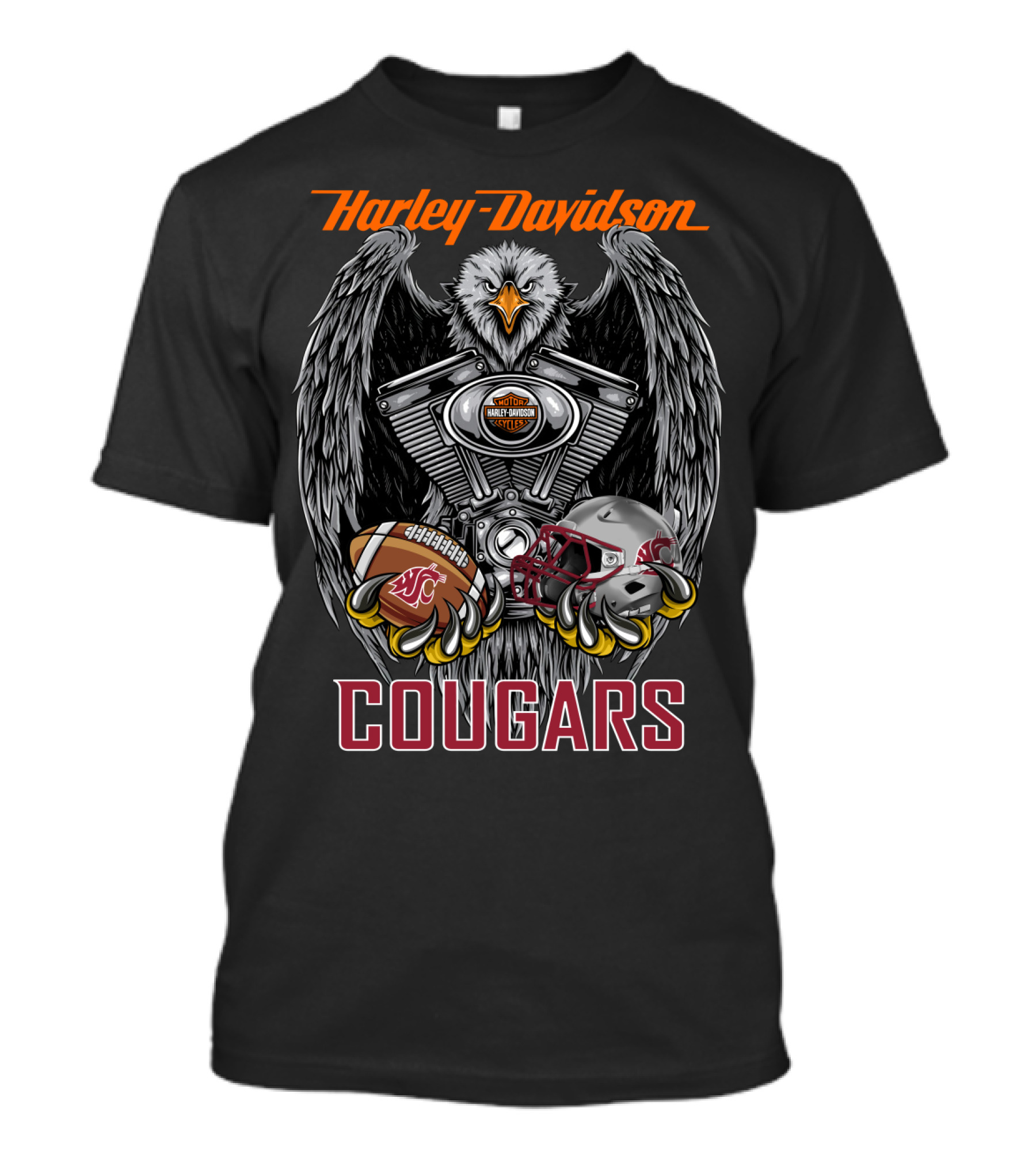 Harley Davidson Seattle Cougars Ncaa3 Football Engine Eagle Wscf T-Shirt