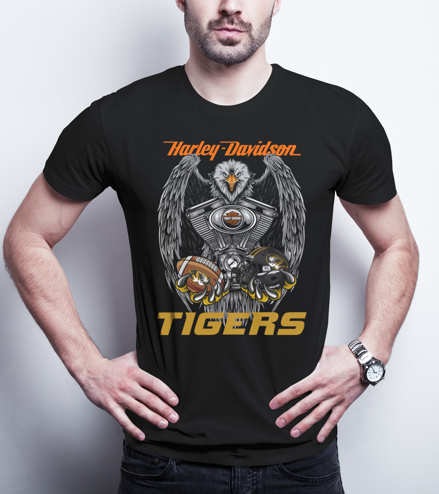 Harley Davidson Tigers Football Eagle Engine T-Shirt