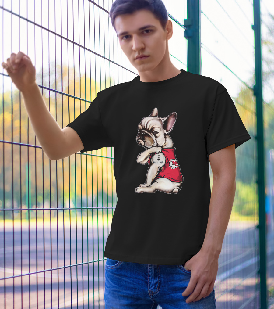 Kansas City Chiefs I Love Kansas City Bulldog Tattoo T-Shirt