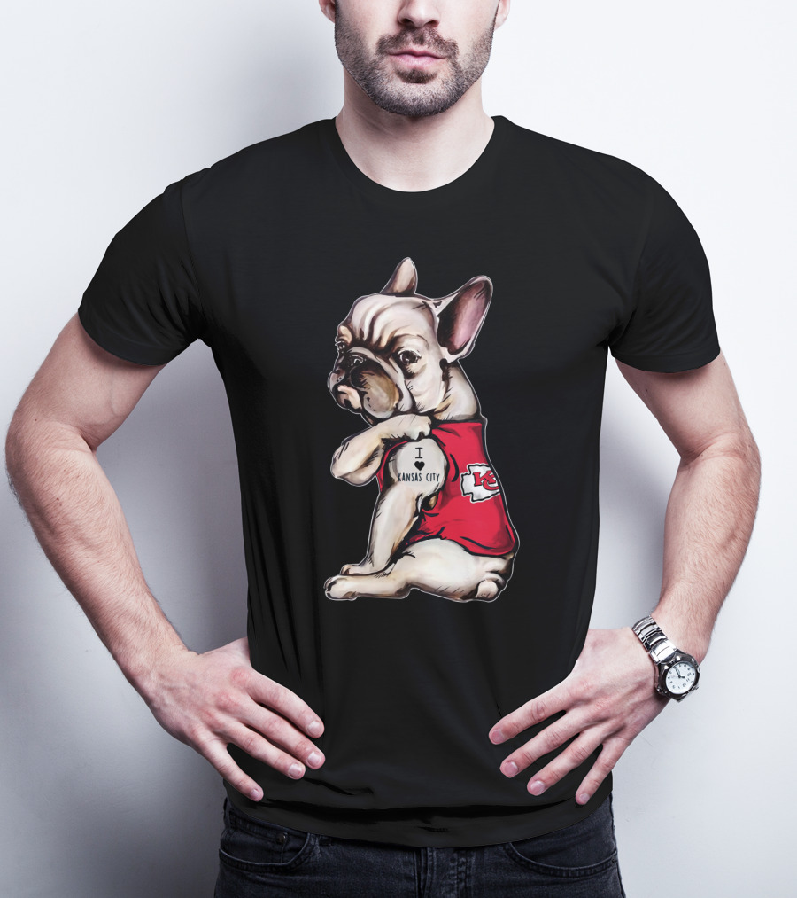 Kansas City Chiefs I Love Kansas City Bulldog Tattoo T-Shirt