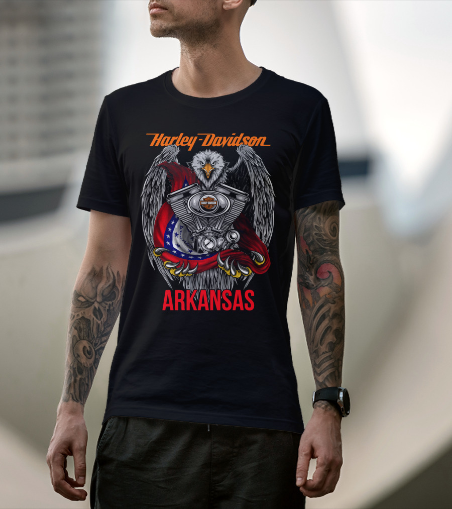 Harley Davidson Arkansas Eagle Engine T-Shirt