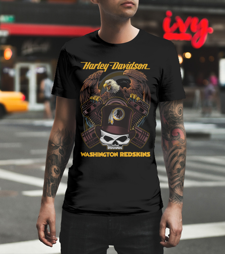 Harley Davidson Washington Redskins Eagle Skull T-Shirt