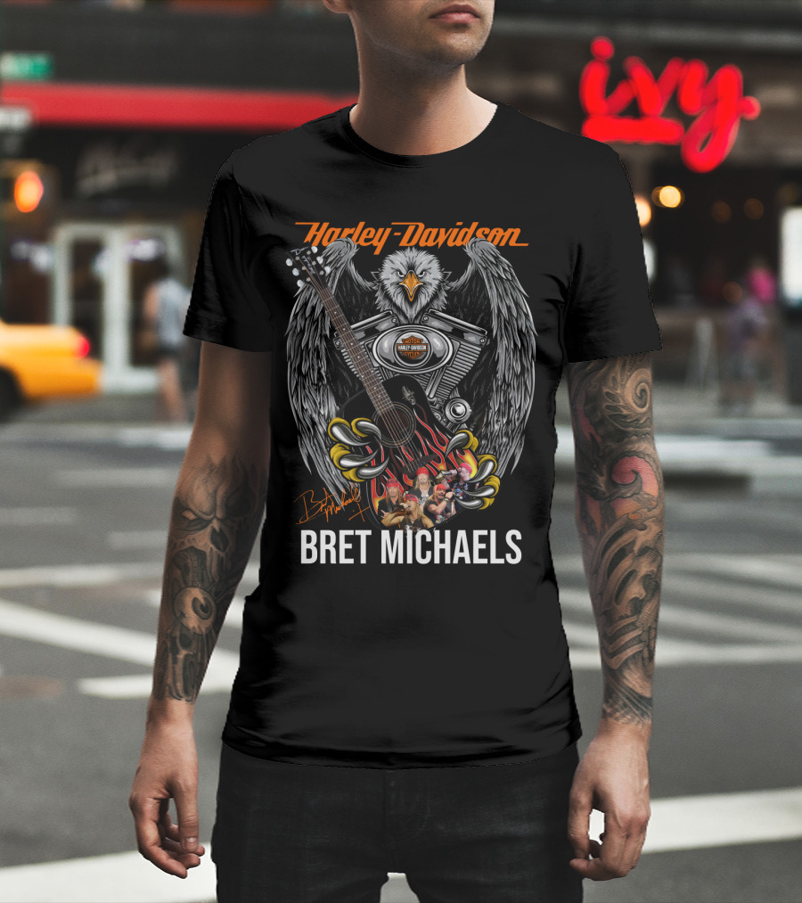 Harley Davidson Bret Michaels Eagle Guitar T-Shirt