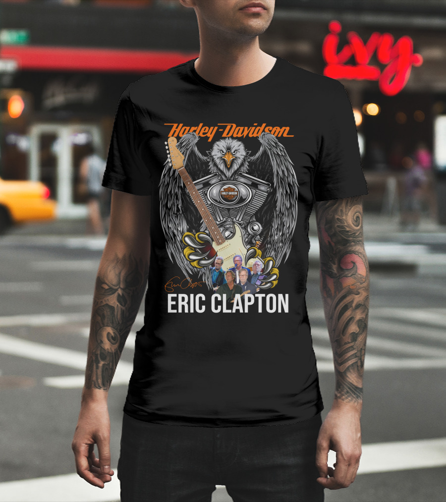 Harley Davidson Eagle With Guitar Eric Clapton T-Shirt