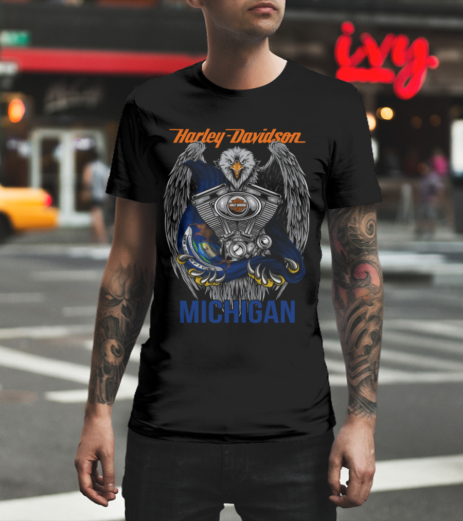 Harley Davidson Michigan Eagle Engine T-Shirt