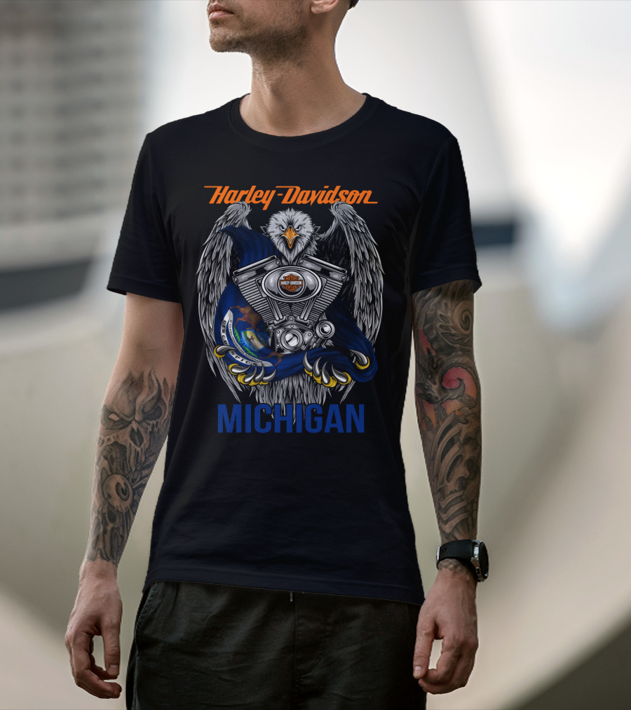 Harley Davidson Michigan Eagle Engine T-Shirt
