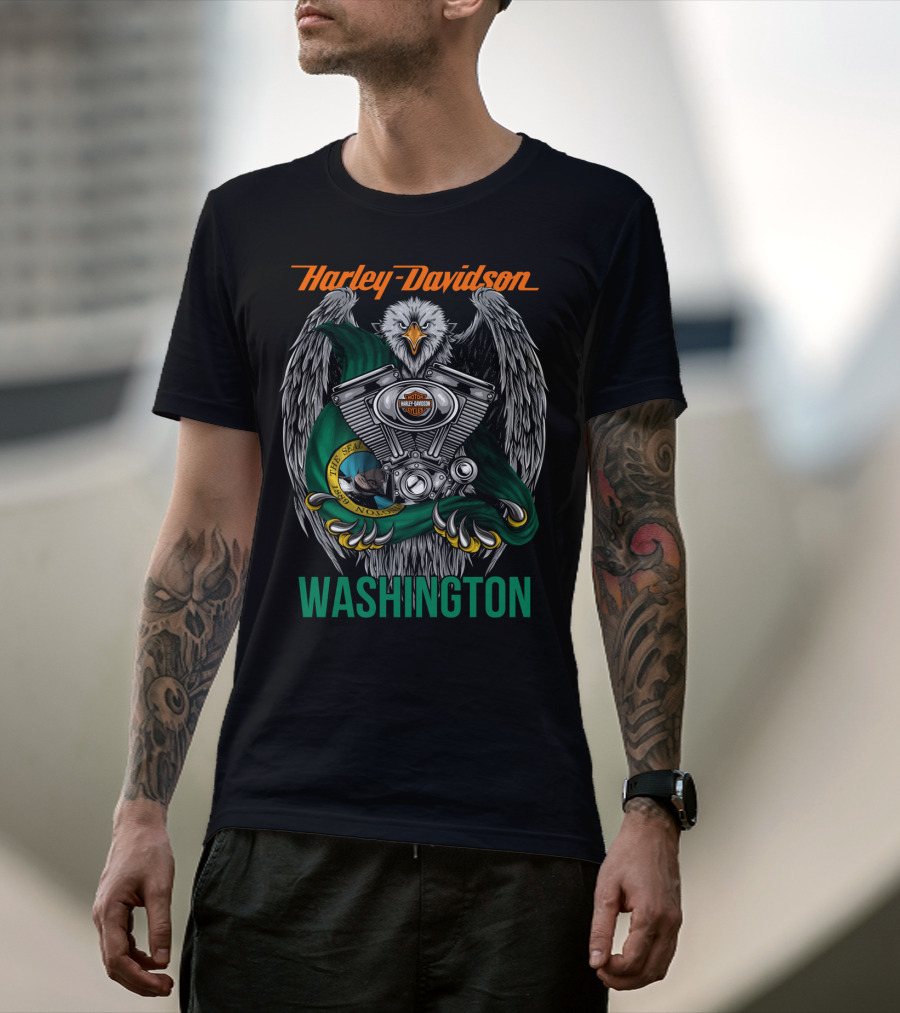 Harley Davidson Seattle Eagle Engine Washington T-Shirt