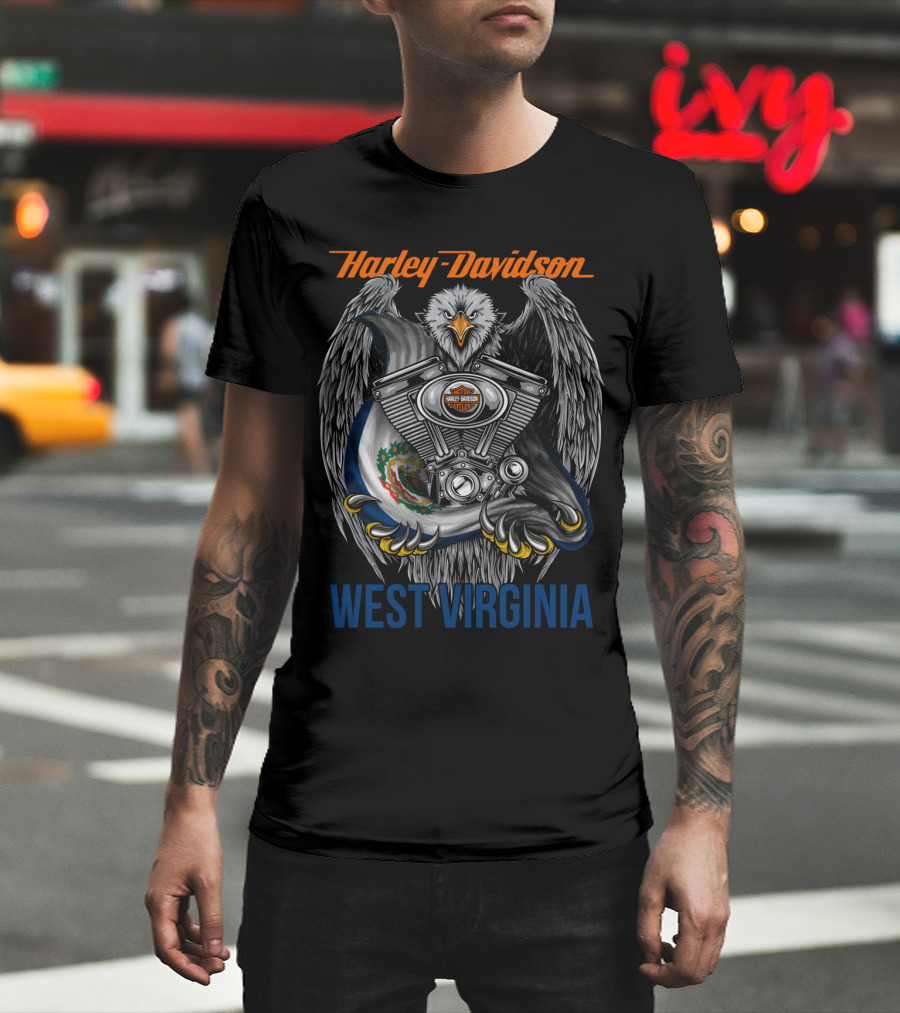 Harley Davidson West Virginia Eagle And Engine T-Shirt
