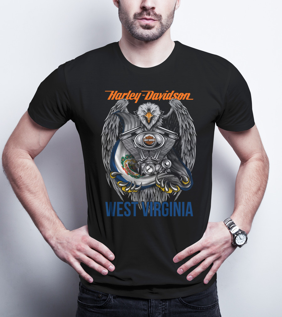 Harley Davidson West Virginia Eagle And Engine T-Shirt