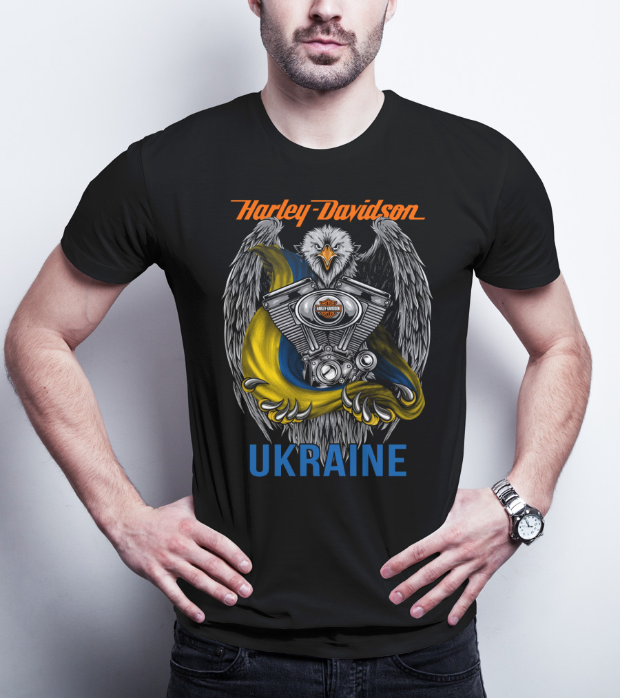 Harley Davidson Ukraine Eagle And Engine T-Shirt