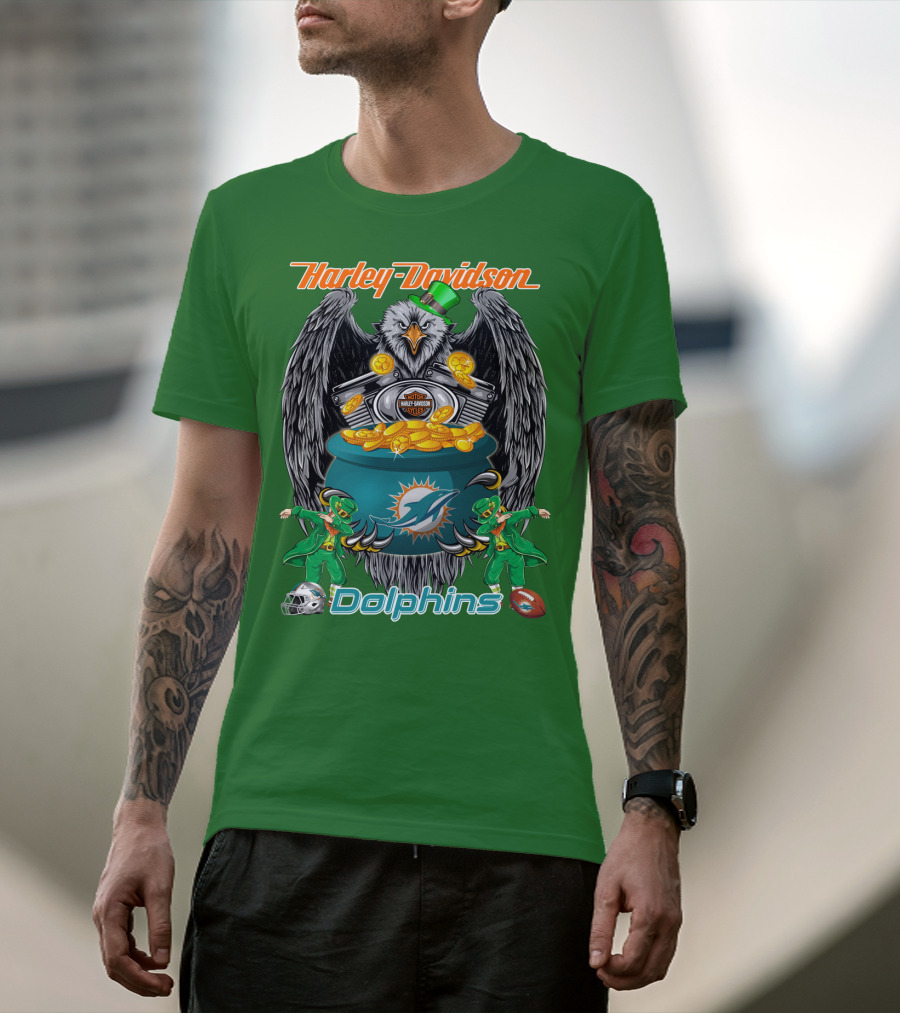 Harley Davidson Miami Dolphins Nfl Eagle Gold Coins T-Shirt