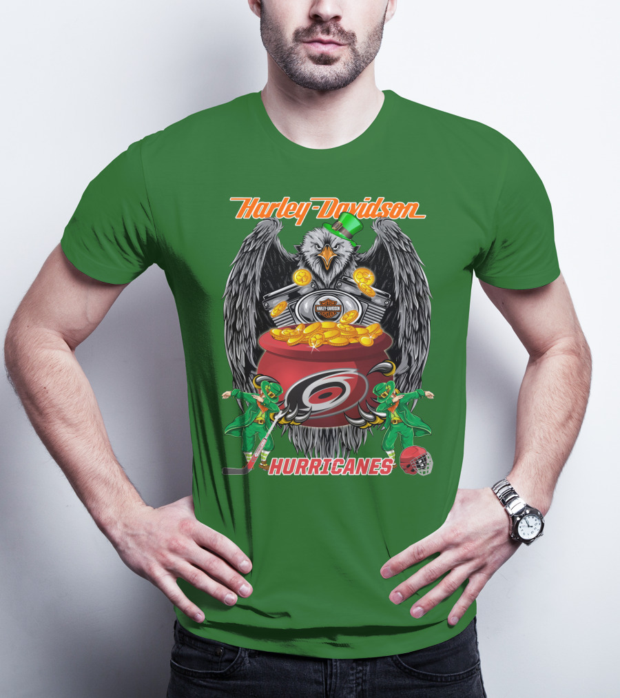 Harley Davidson Hurricanes Nhl Carolina Hockey Luck St. Patrick's Day Eagle T-Shirt