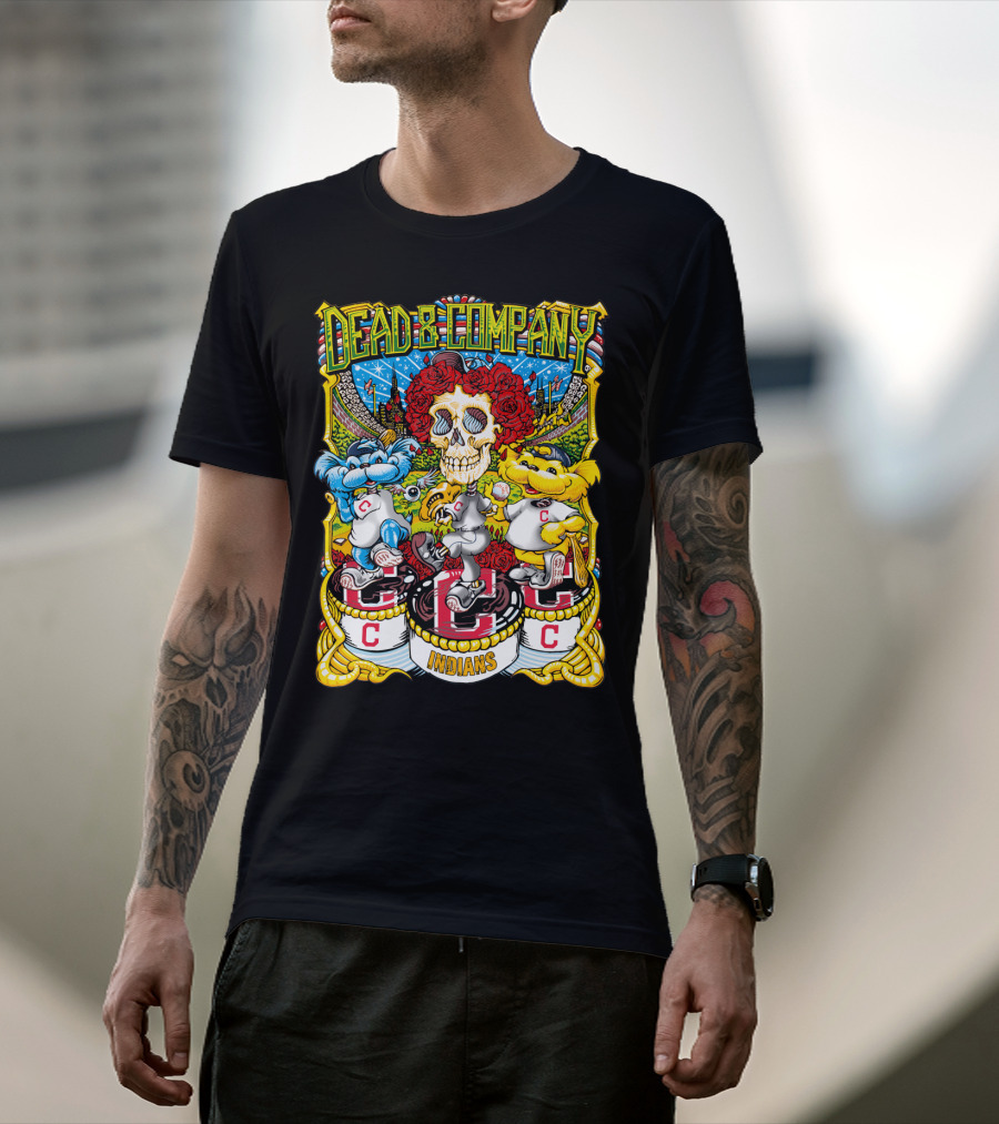 Dead & Company Mlb Cleveland Indians Skulls And Mascots T-Shirt