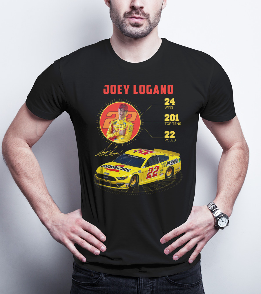 Joey Logano 22 Pennzoil Racing Stats 24 Wins 201 Top Tens 22 Poles T-Shirt