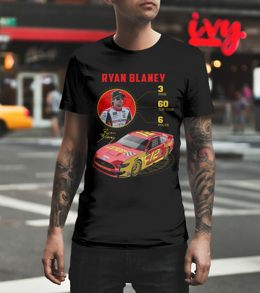 Ryan Blaney 3 Wins 60 Top Tens 6 Poles Mustang T-Shirt