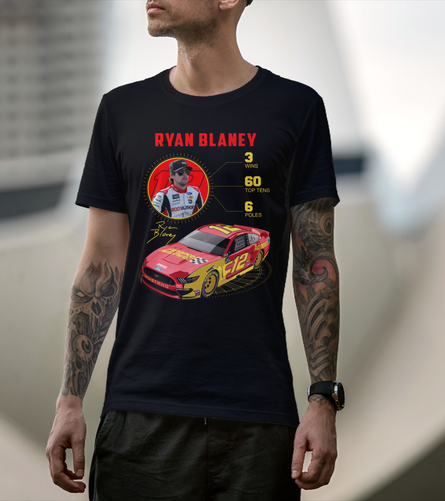 Ryan Blaney 3 Wins 60 Top Tens 6 Poles Mustang T-Shirt