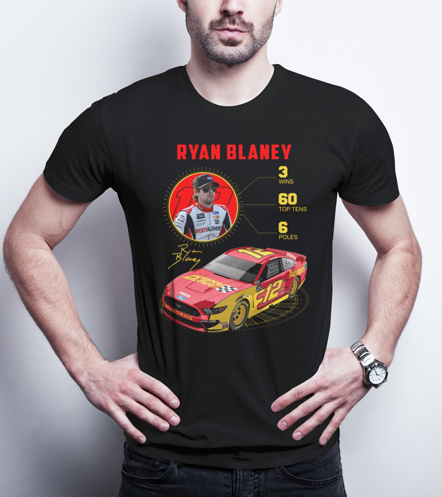 Ryan Blaney 3 Wins 60 Top Tens 6 Poles Mustang T-Shirt