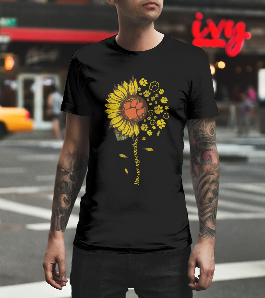 Sunflower Paw Prints You Are My Sunshine T-Shirt