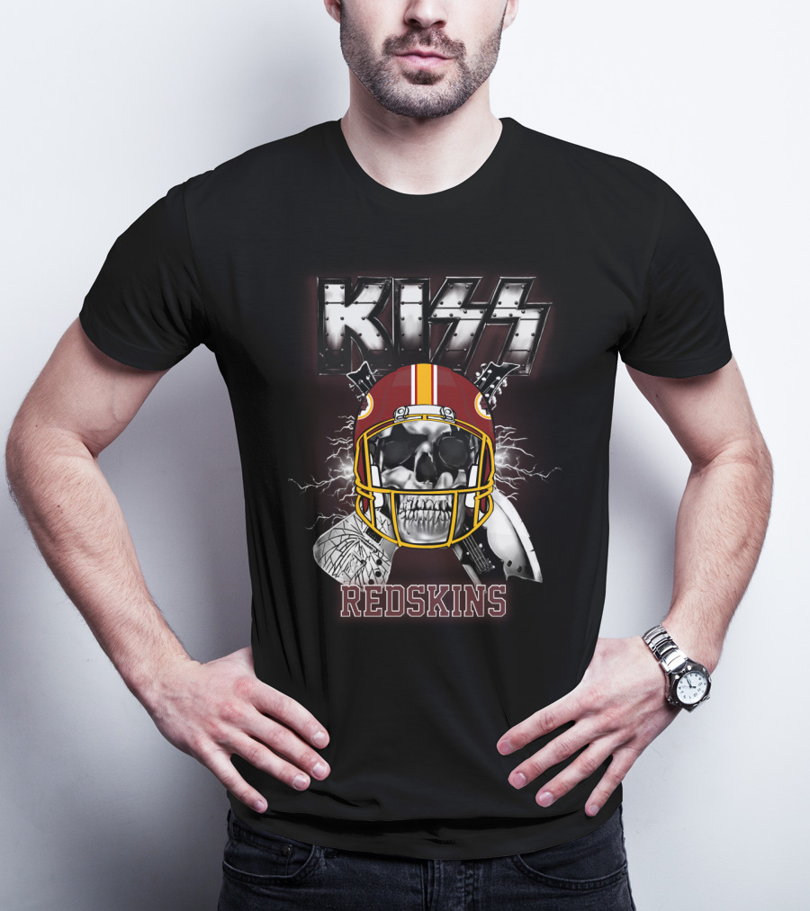 Kiss Redskins Skull Helmet T-Shirt