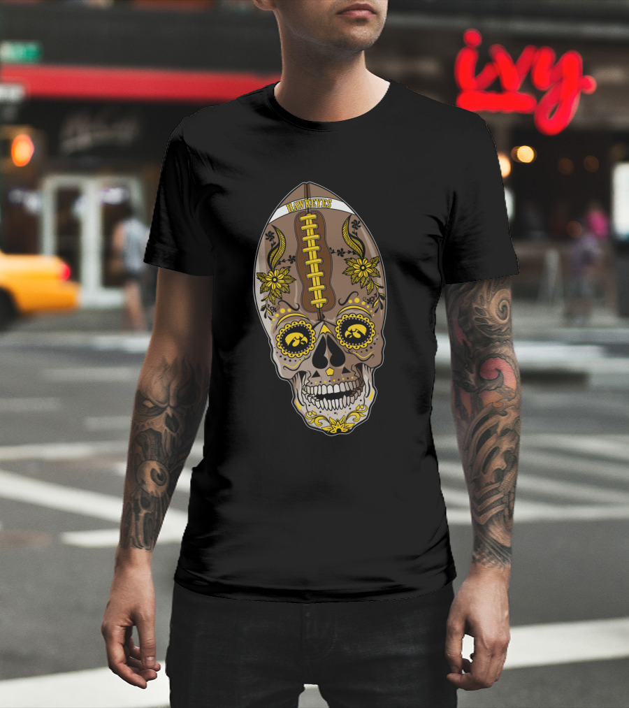 Hawkeyes Football Sugar Skull T-Shirt