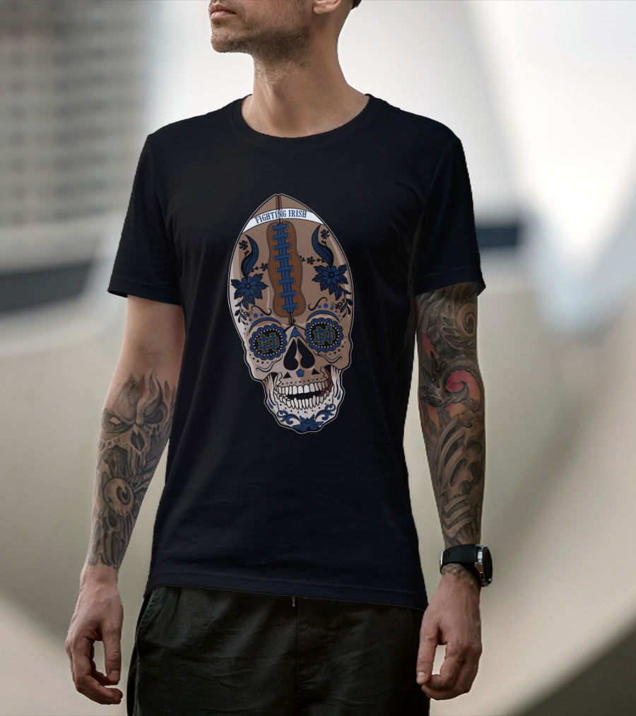 Ndfi Fighting Irish Skull Football T-Shirt