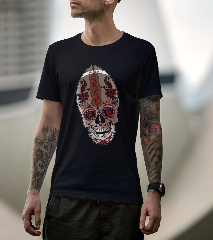 Sooners Ou Skull Football T-Shirt