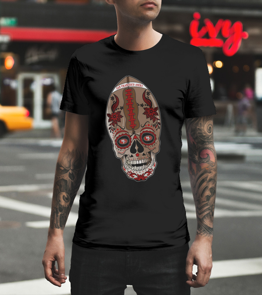 San Francisco 49ers Sugar Skull Football T-Shirt