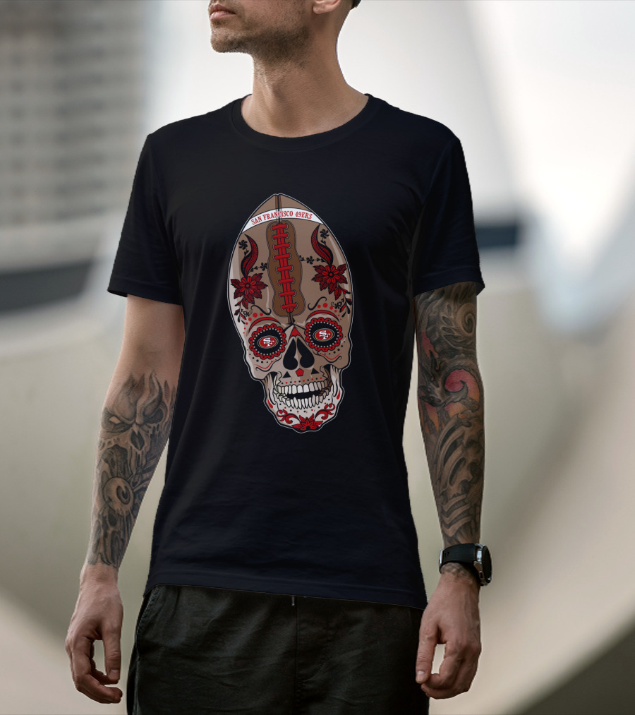 San Francisco 49ers Sugar Skull Football T-Shirt