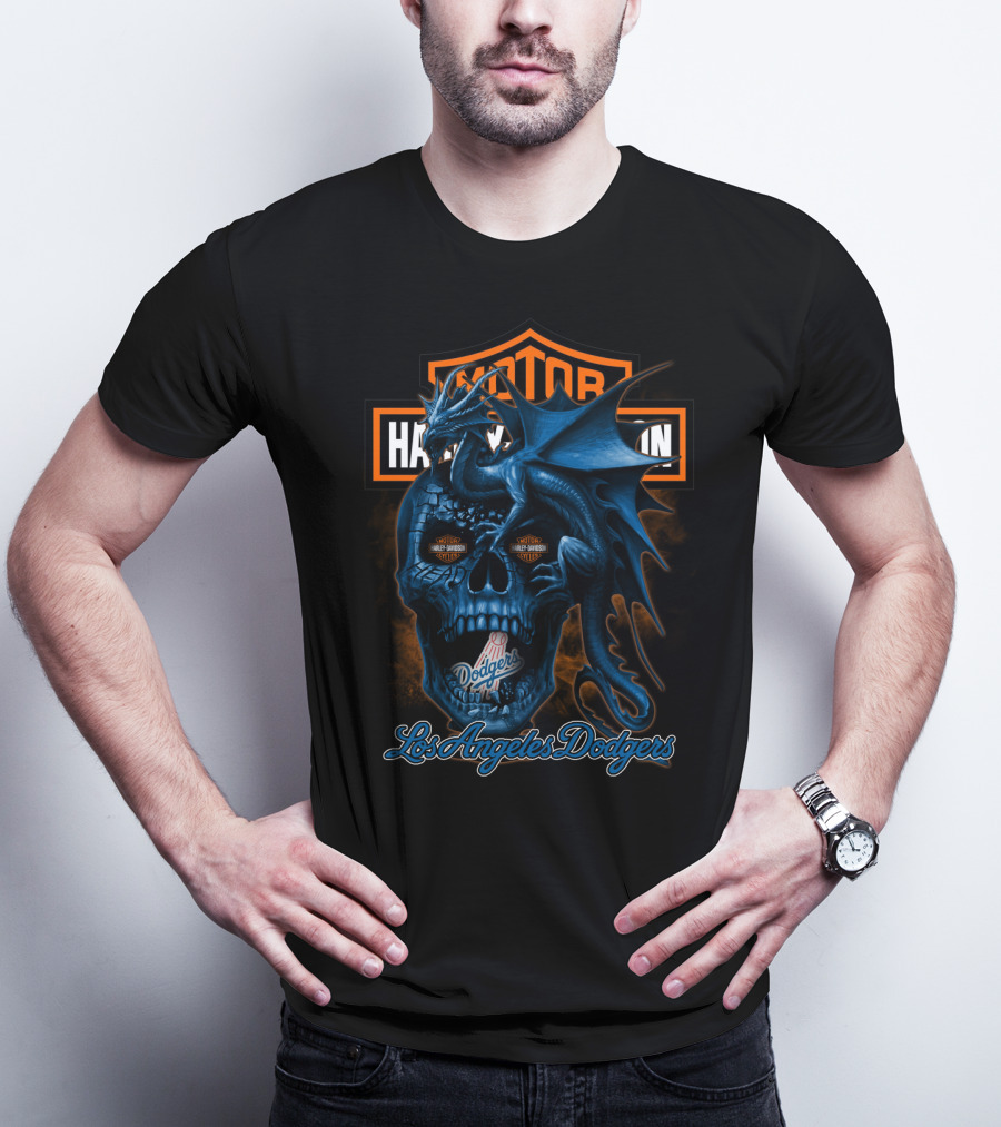 Harley Davidson Los Angeles Dodgers Skull Dragon T-Shirt