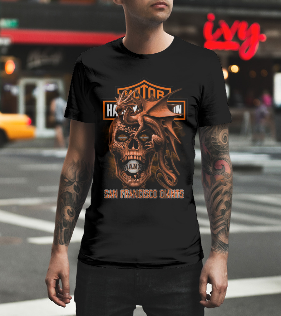 Harley Davidson Dragon Skull Giants San Francisco 111 T-Shirt
