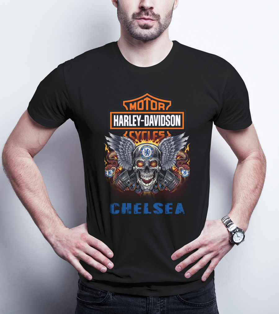 Harley Davidson Motor Cycles Chelsea Skull Wings T-Shirt