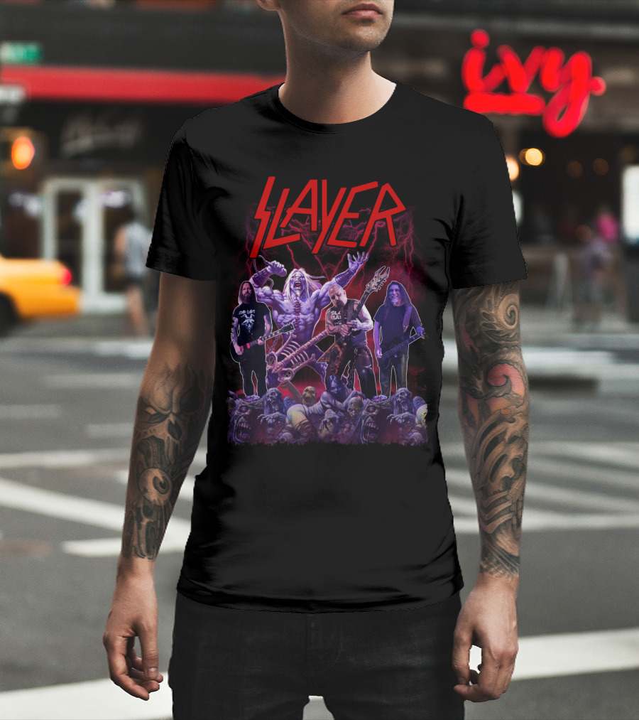 Slayer Band Graphic With Guitarists And Undead Creatures T-Shirt