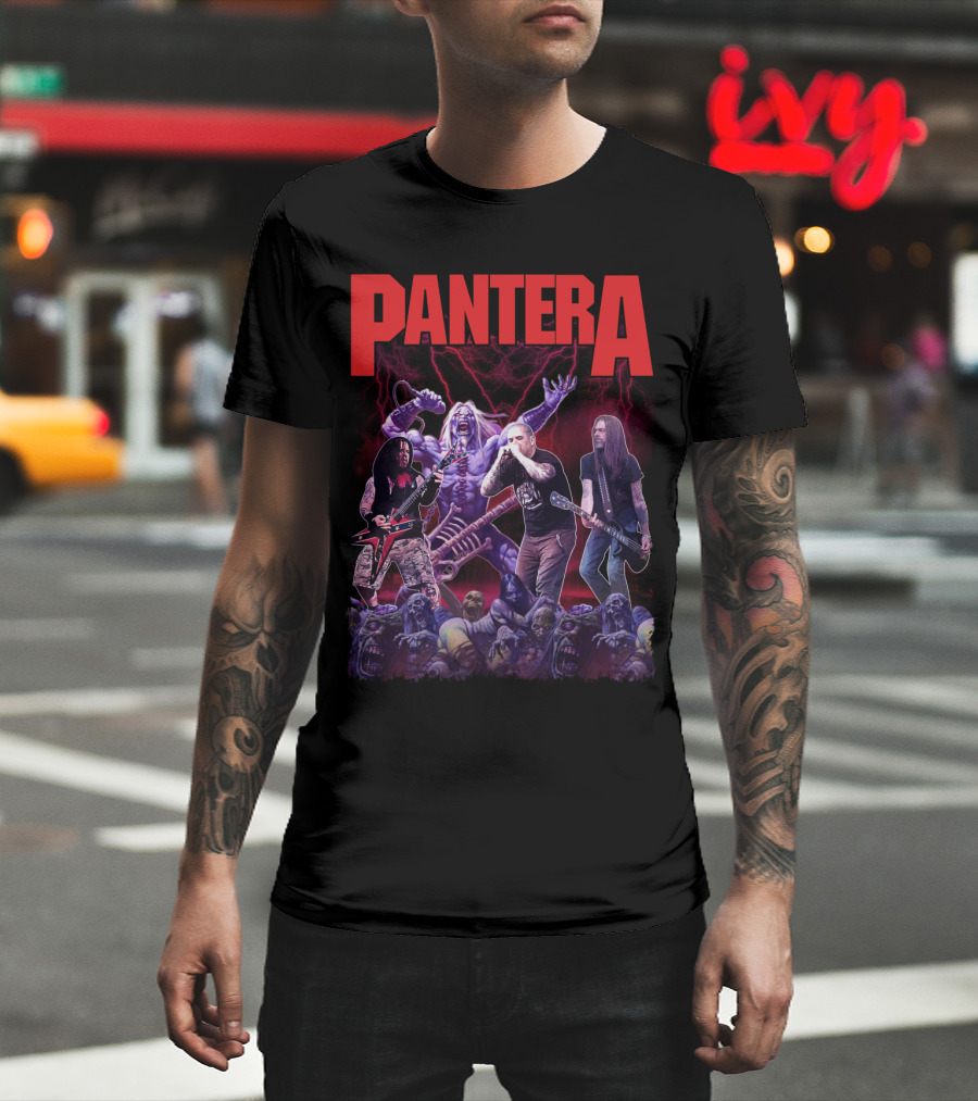 Pantera Live Electric Performance With Zombies And Purple Lightning T-Shirt
