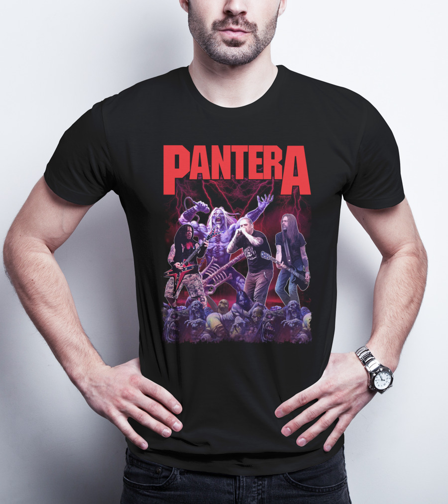 Pantera Live Electric Performance With Zombies And Purple Lightning T-Shirt