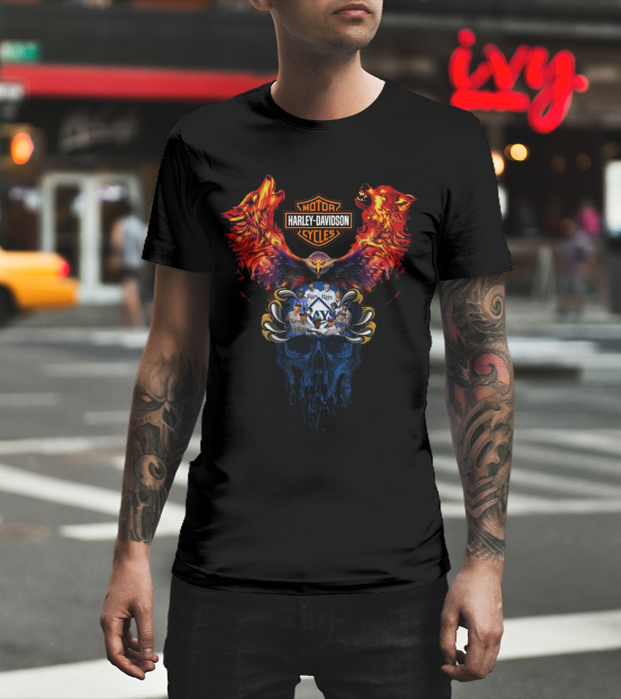 Harley Davidson Tampa Bay Rays Mlb Collaboration Artwork T-Shirt