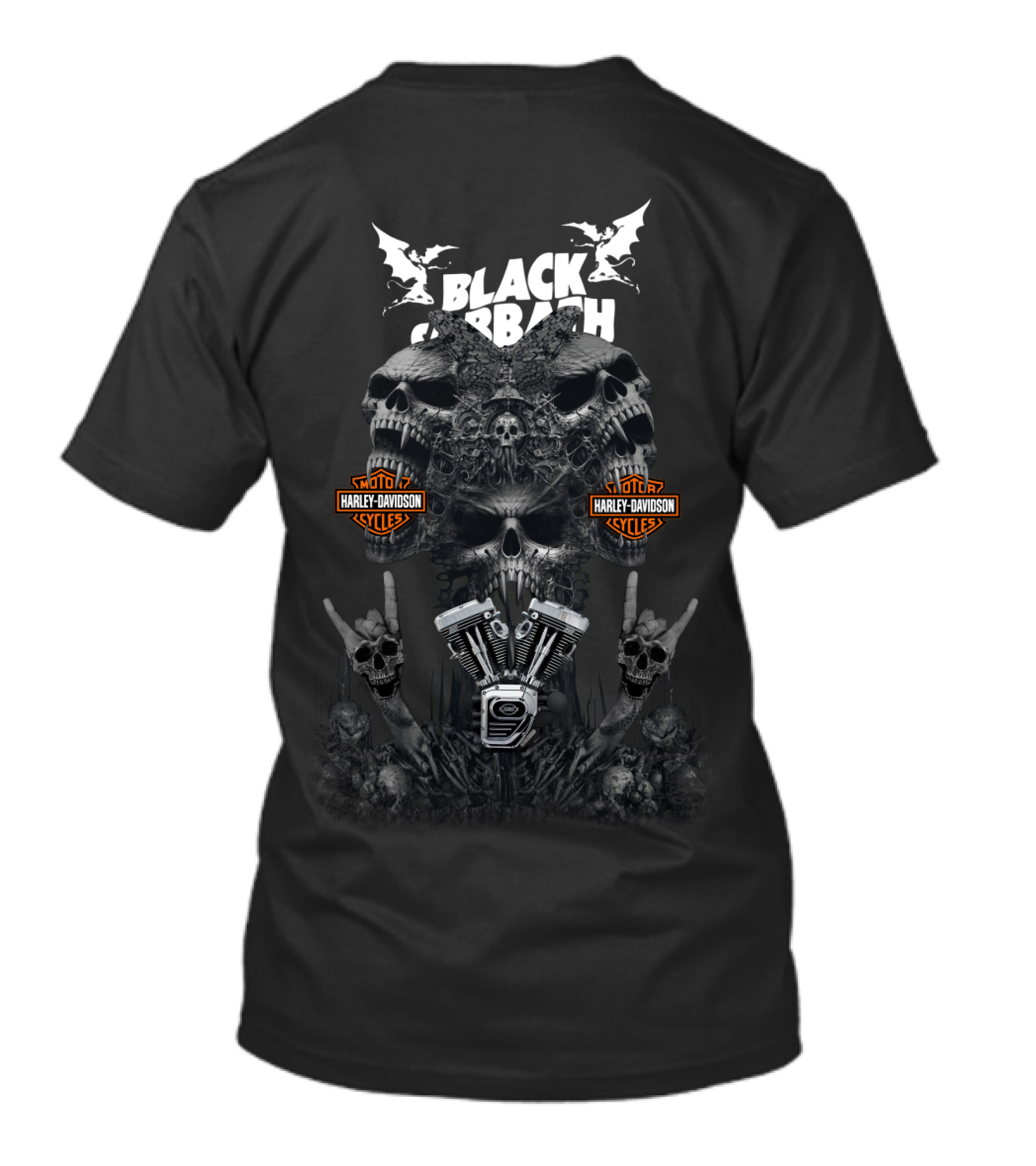 Black Sabbath Harley Davidson Cycles Skull Engine T-Shirt