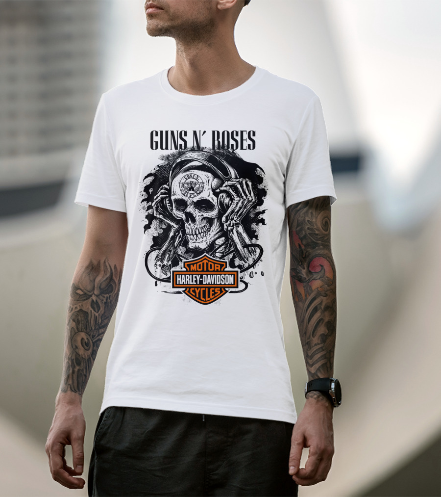 Guns N' Roses Harley Davidson Skull T-Shirt